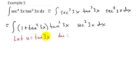 Trigonometric Integrals Example 5 Youtube