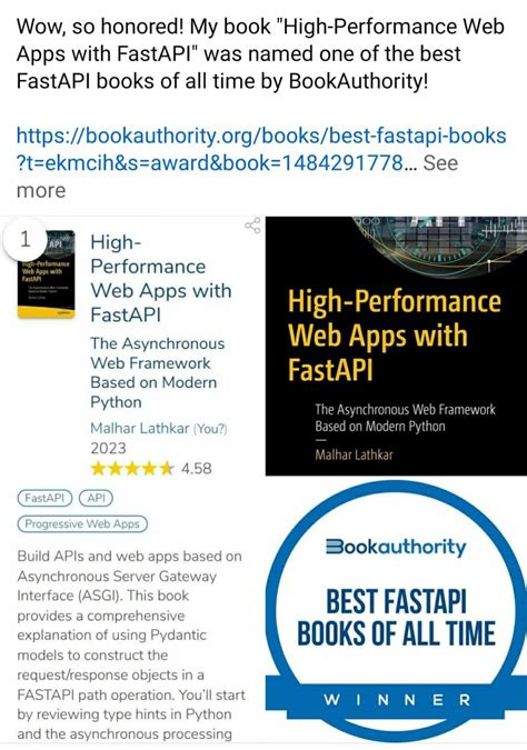 Wow So Honored My Book High Performance Web Apps With Fastapi Was