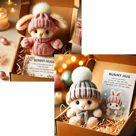 Mrktafy Handmade Mini Bunny Hug Cute Easter T With Card Soft Plush Rabbit Mini