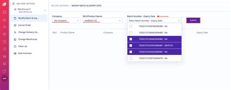 how to update batch numbers for skus with enabled batch and expiry
