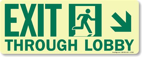 Emergency Exit Sign Exit Through Lobby SKU S 5581