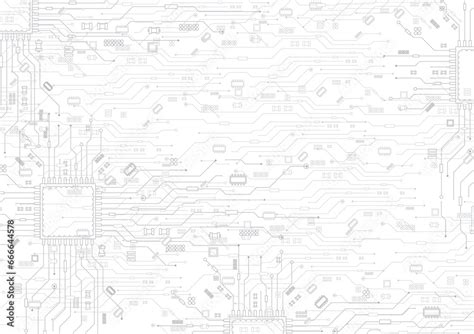 Abstract Technology Circuit Board Background Grey White Abstract