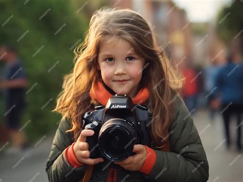 Premium Photo A Young Girl With A Dslr Camera Ai Generated