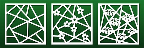 Cnc 레이저 절단 패널 절단을위한 템플릿 기하학적 현대 패턴 홈 인테리어 장식 객실 개인 정보 보호 스크린 발코니 울타리 타일 종이 예술 벽 장식 벡터 일러스트 레이 션