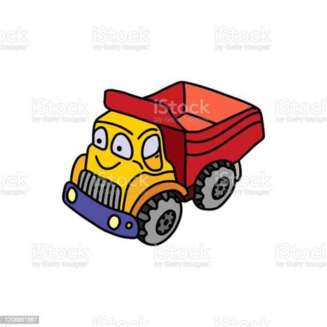 흰색 배경에 만화 스타일의 재미있는 장난감 덤프 트럭 어린이 장난감 자동차 아이들을위한 밝은 그림입니다 벡터 그림입니다 0명에 대한 스톡 벡터 아트 및 기타 이미지 Istock