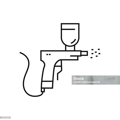 스프레이 총 라인 아이콘 벡터 일러스트 레이 션입니다 로고 모바일 앱 웹사이트 Ui Ux 기호 기호에 대한 아이콘 디자인 0명에 대한 스톡 벡터 아트 및 기타 이미지