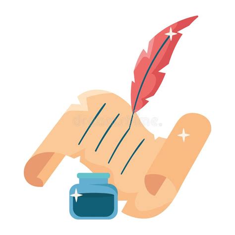 Paper Scroll And Feather Quill Pen In Ink Bottle Stock Vector Illustration Of Design Classic