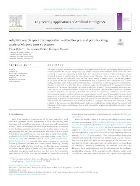 Adaptive Search Space Decomposition Method For Pre And Post Buckling