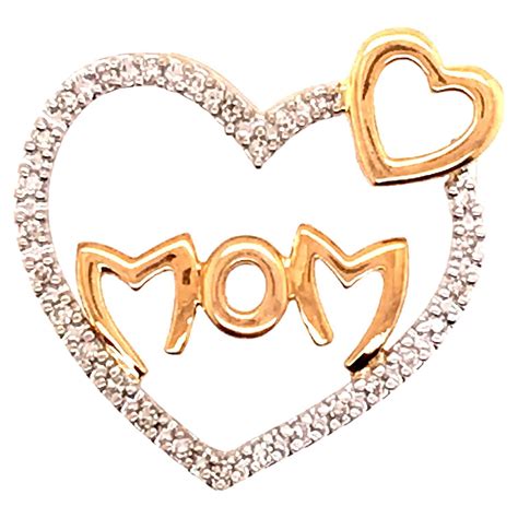 Two Tone Sterling Silver 1 5 Carat Diamond Mom And Heart Pendant
