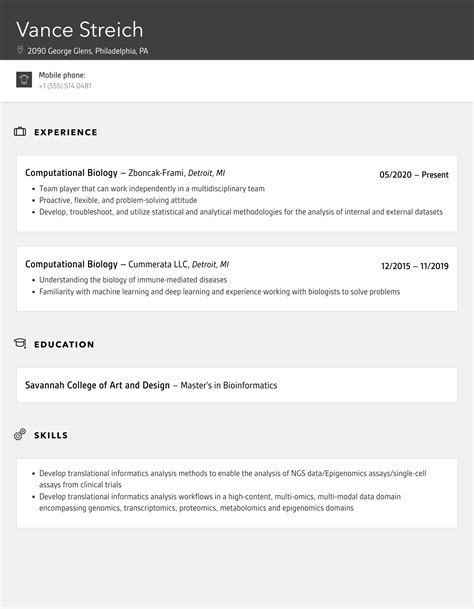 Computational Biology Resume Samples Velvet Jobs