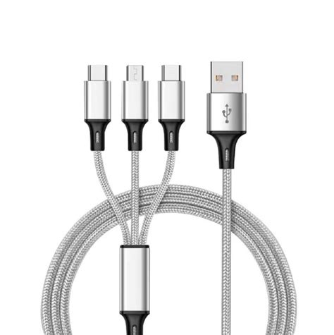 Кабел за зареждане на телефон 3в1, Сребрист, Micro USB