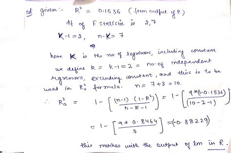[solved] Calculated The Adjusted R2 Of The Full Model Showing The Full Steps Course Hero
