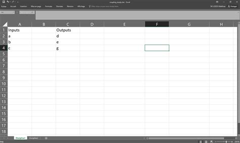 generate an n2 from an excel description of the coupling problem