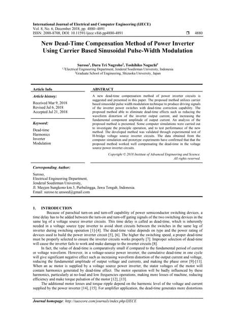 New Dead Time Compensation Method Of Power Inverter Using Carrier Based Sinusoidal Pulse Width