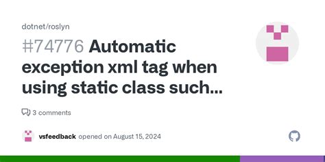 automatic exception xml tag when using static class such as