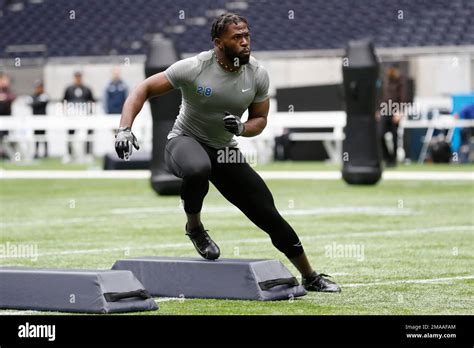 Linebacker Jai Jackson Of The United Kingdom Participates In A Drill