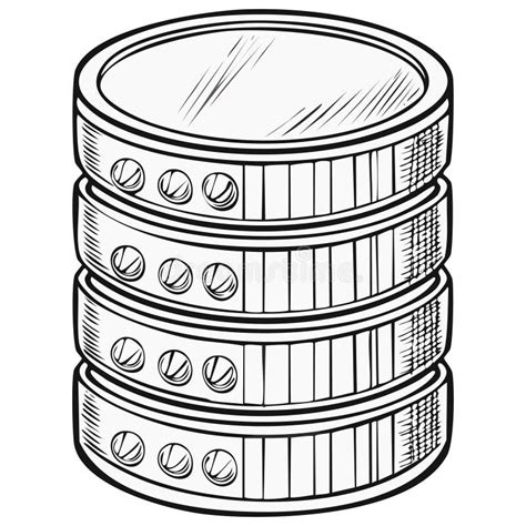 Vector Sketch Of A Stacked Database Server Icon Representing Data