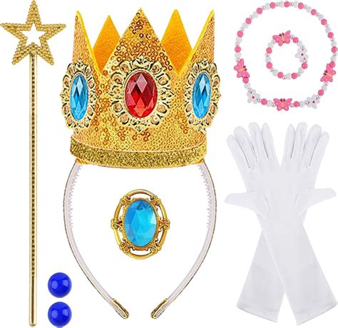 Wxj13 Princess Peach Costume Accessories Crown Earrings