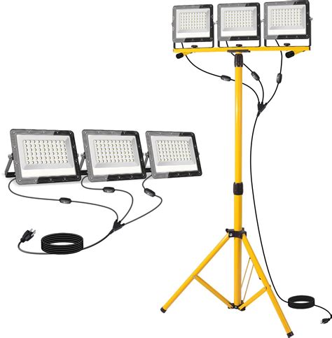27000 Lumen Led Work Lights On Stand 3 Head Portable Tripod Work