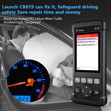 Launch Obd2 Scanner Cr619 Engine Abs Srs O2 Sensor Monitoring Creader
