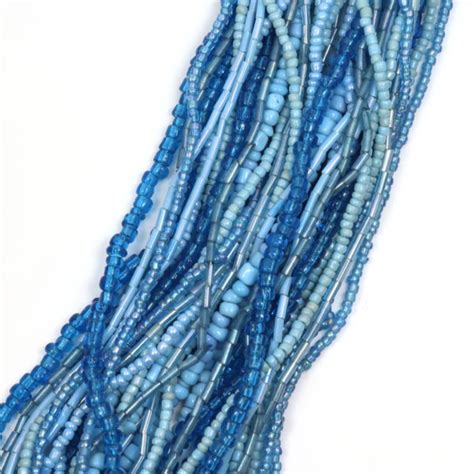 Rice And Seed Bead Strands Sky Blue Riverside Beads