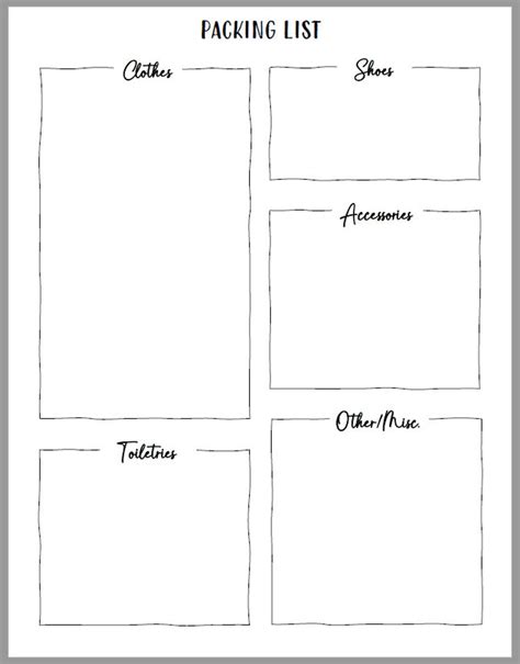 Packing List Template Instant DIGITAL Download Clean And Simple Etsy