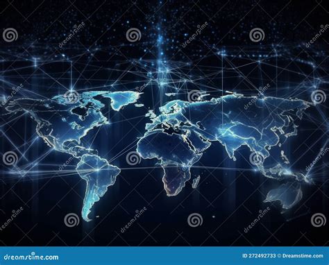 Global Network Connection Blue Light Wireless Connections Business