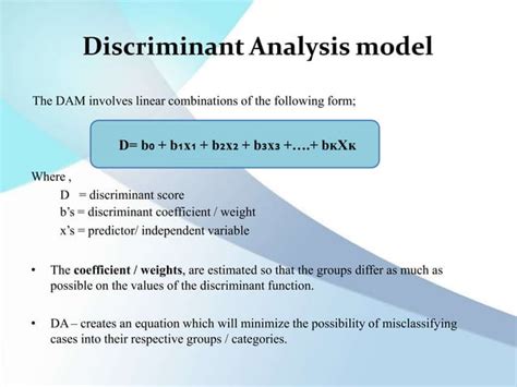 Discriminantfunctionanalysisdfa 200926121304pptx