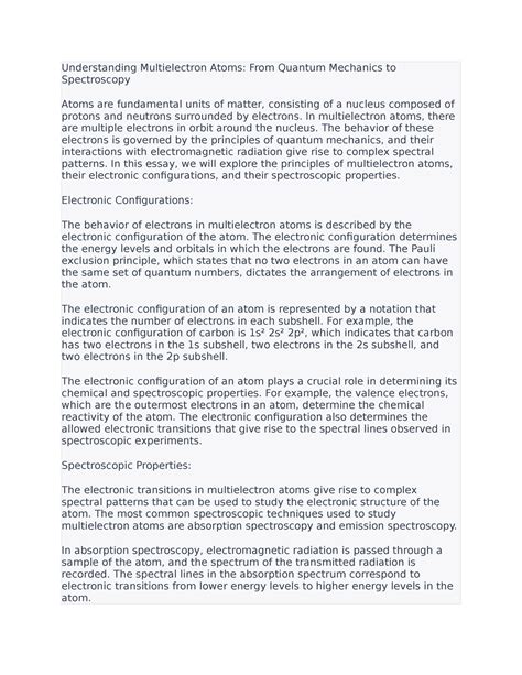 Understanding Multielectron Atoms From Quantum Mechanics To Spectroscopy Understanding Studocu