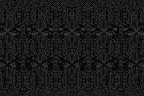 엠보싱 블랙 배경 민족 커버 디자인 기하학적 빈티지 오리지널 3d 패턴 아라베스크 낙서 동양 아시아 인도 멕시코의 부족 이국적인 장식품 0명에 대한 스톡 벡터 아트 및 기타