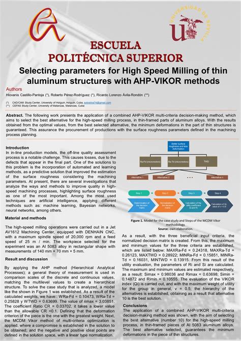 Pdf Selecting Parameters For High Speed Milling Of Thin Aluminum Structures With Ahp Vikor Methods