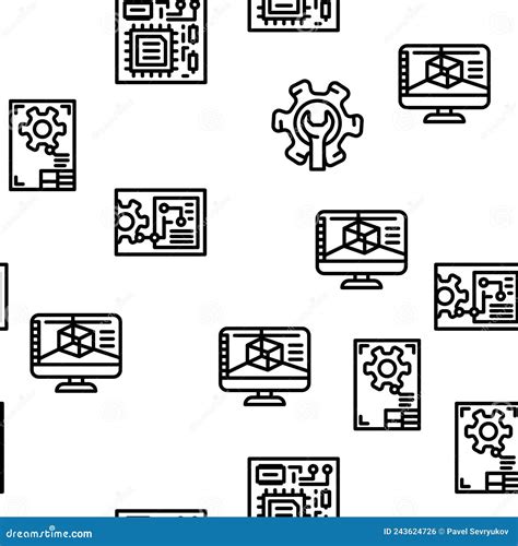 Stem Engineer Process And Science Vector Seamless Pattern Stock Vector Illustration Of Board