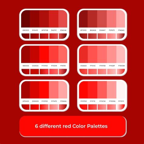 Premium Vector 6 Different Red Color Palettes With Gradient Color