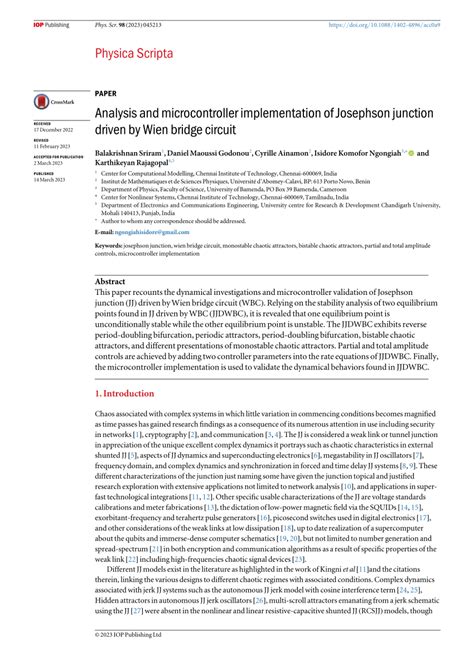 Analysis And Microcontroller Implementation Of Josephson Junction