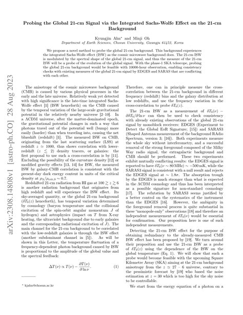 Pdf Probing The Global 21 Cm Signal Via The Integrated Sachs Wolfe Effect On The 21 Cm Background