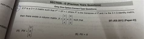 Section G Previous Years Questions Only One Option Correct Type Quest