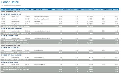 Labor Detail Report