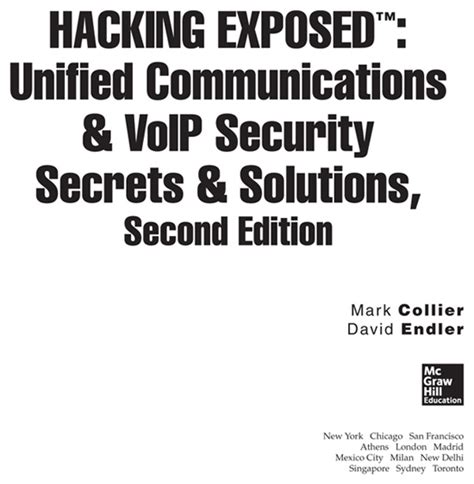 Hacking Exposed™ Unified Communications And Voip Security Secrets And Solutions Second Edition