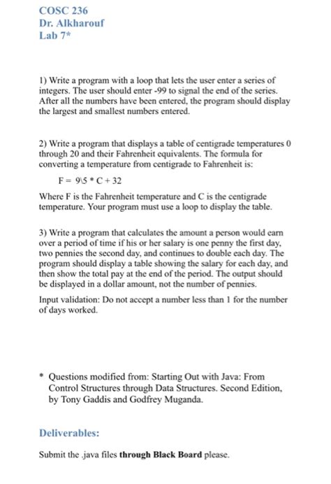 Solved Cosc 236 Dr Alkharouf Lab 7 1 Write A Program With