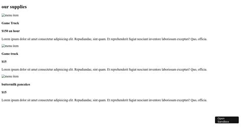 Menu Codesandbox