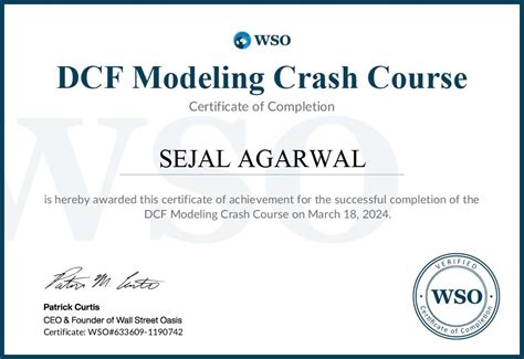 Completed Dcf Modeling Course Sejal Agarwal Posted On The Topic