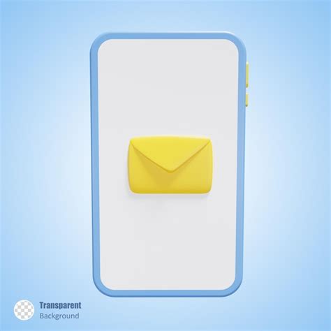 3d 렌더링 디자인의 전화 화면에 메시지 편지 프리미엄 Psd 파일