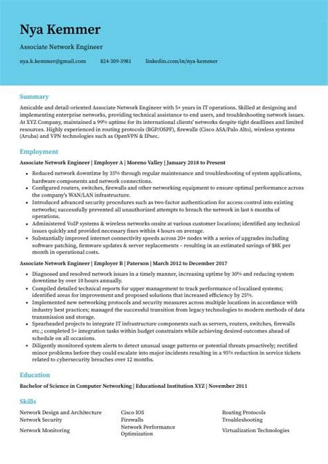 Associate Network Engineer Resume Cv Example And Writing Guide