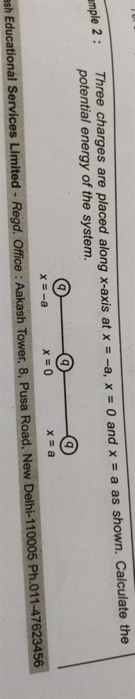 Mple 2 Three Charges Are Placed Along X Axis At X−ax0 And Xa As Show