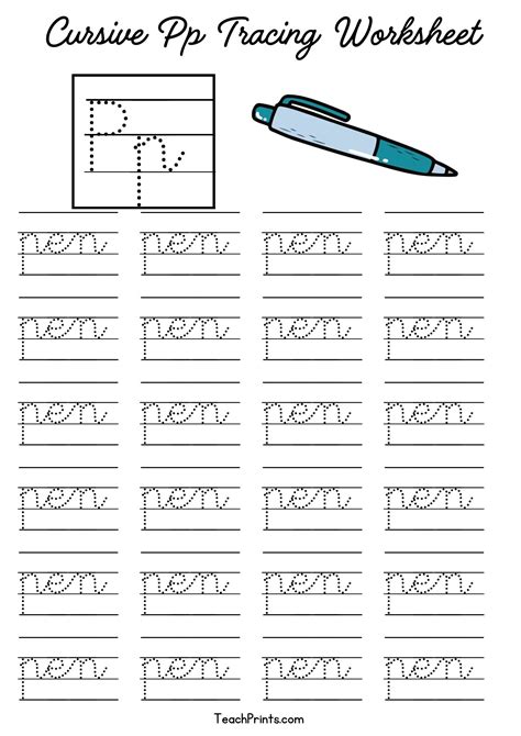 Cursive P Tracing Worksheets Free Printables Teach Prints