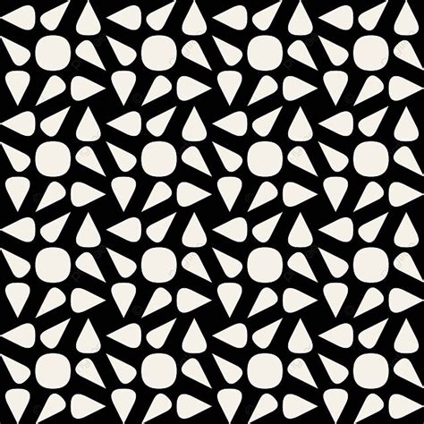 Geometric Pattern Of Rounded Drop Shape Circle In Vector Seamless Black