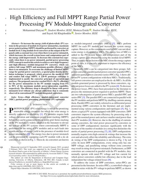 pdf high efficiency and full mppt range partial power processing pv