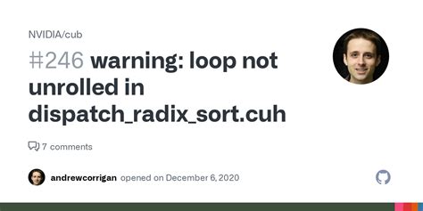 warning loop not unrolled in dispatch radix sort cuh · issue 246