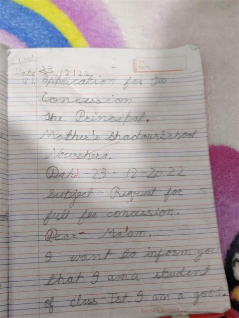 Application For Fee Concession English Assignment Teachmint