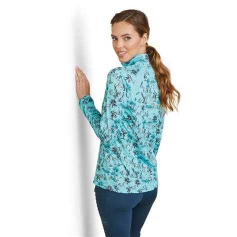 Sale Ariat Ladies Sunstopper 20 14 Zip Baselayer Pool Blue Oasis